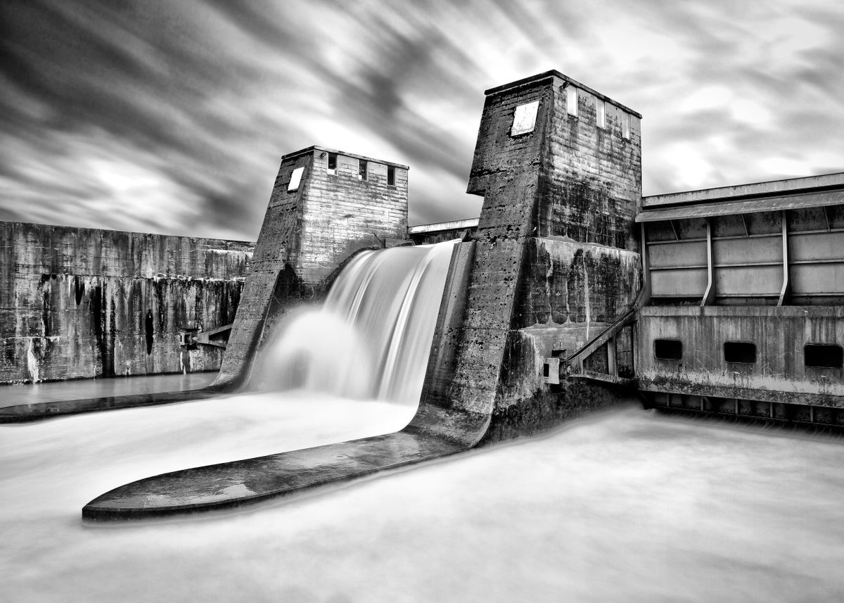 'The Isar reservoir dam north of Bad Tölz, Bavaria, Germ ... ' Poster ...