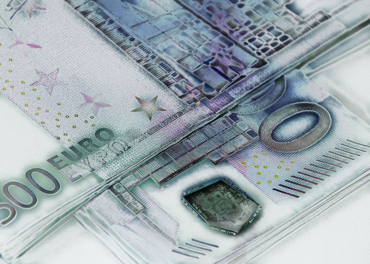 '500 euro notes' Poster by Roswitha Lorz | Displate