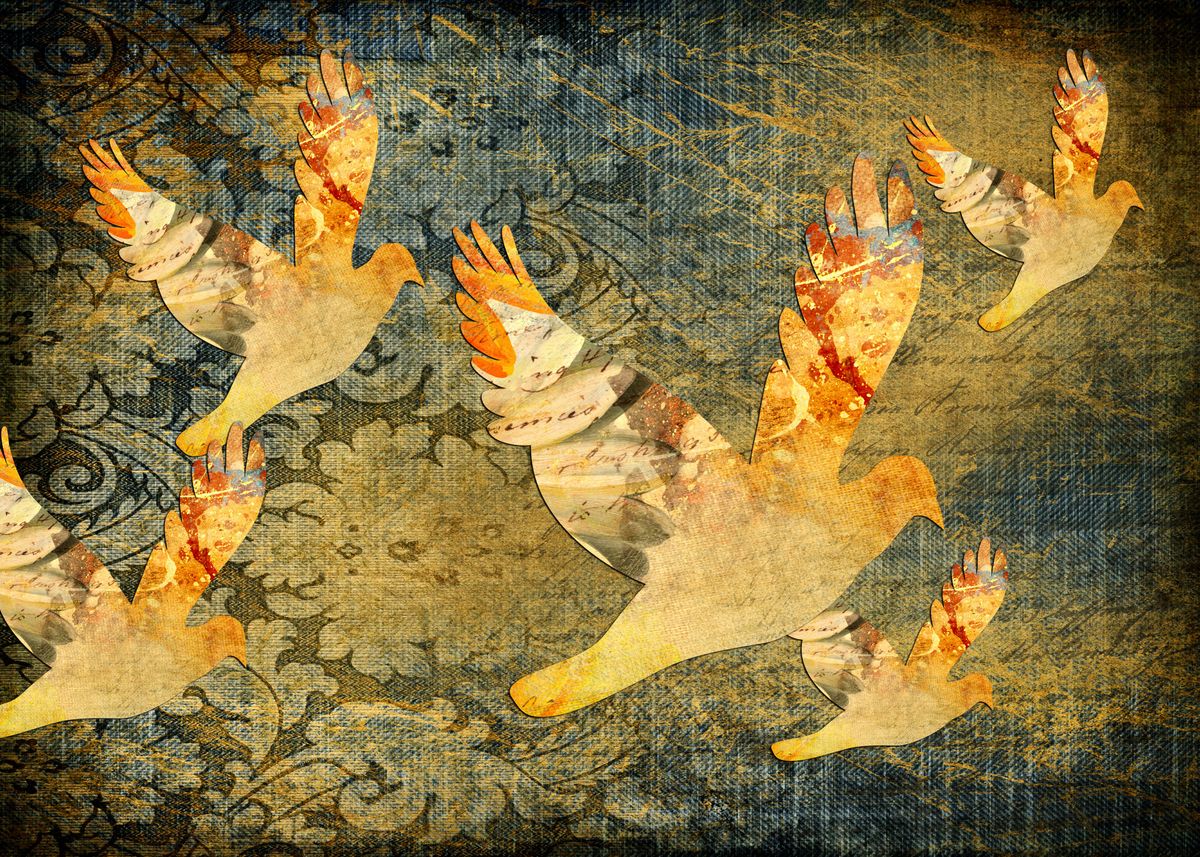 'Love flight of birds' Poster by Dagmar Giers | Displate