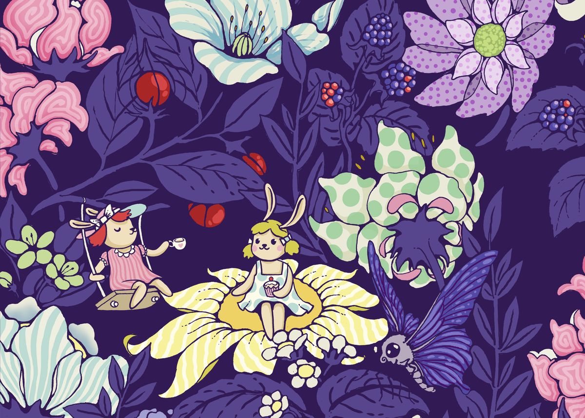 'Garden Party - blueberry tea version' Poster by Lidija Paradinovic ...