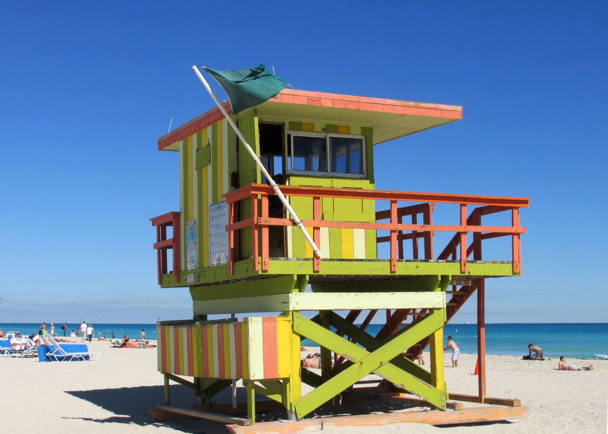 'Miami Beach Lifeguard Stand' Poster, picture, metal print, paint by ...
