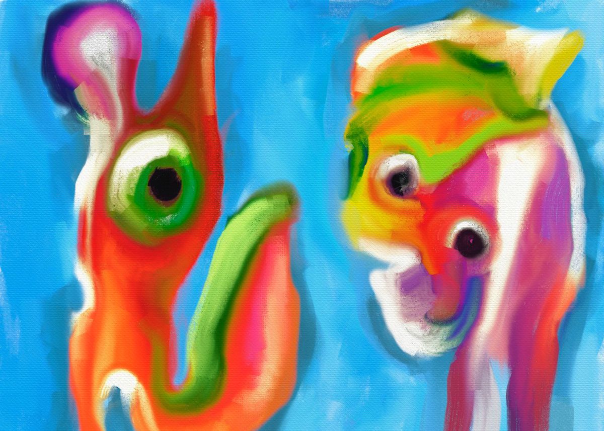 'two fish looking' Poster by Giovanni Cancemi | Displate