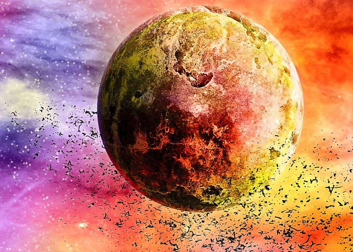 'Orange Planet' Poster, picture, metal print, paint by Svetlana Sewell ...