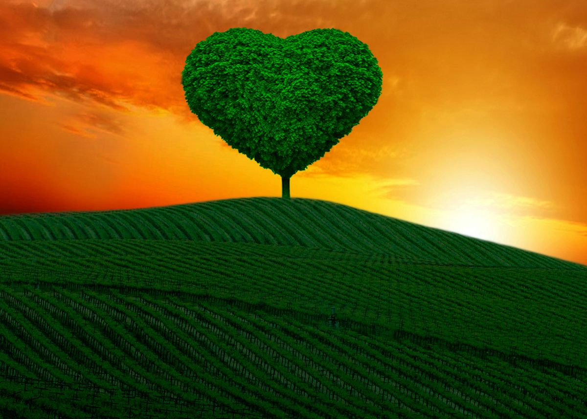 'The little green heart tree' Poster, picture, metal print, paint by ...