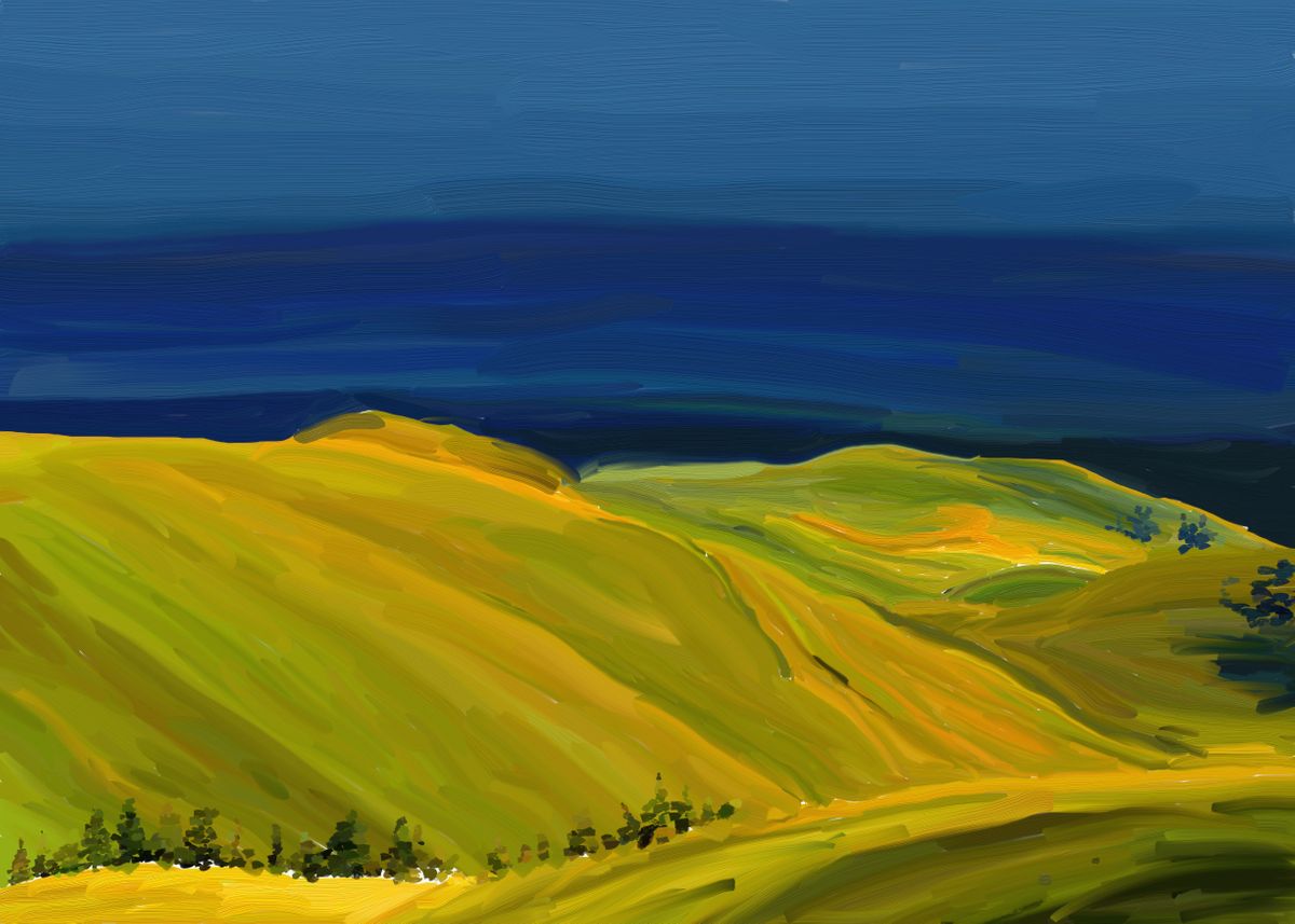'Yellow Hills. This original painting is inspired by Ser ... ' Poster ...