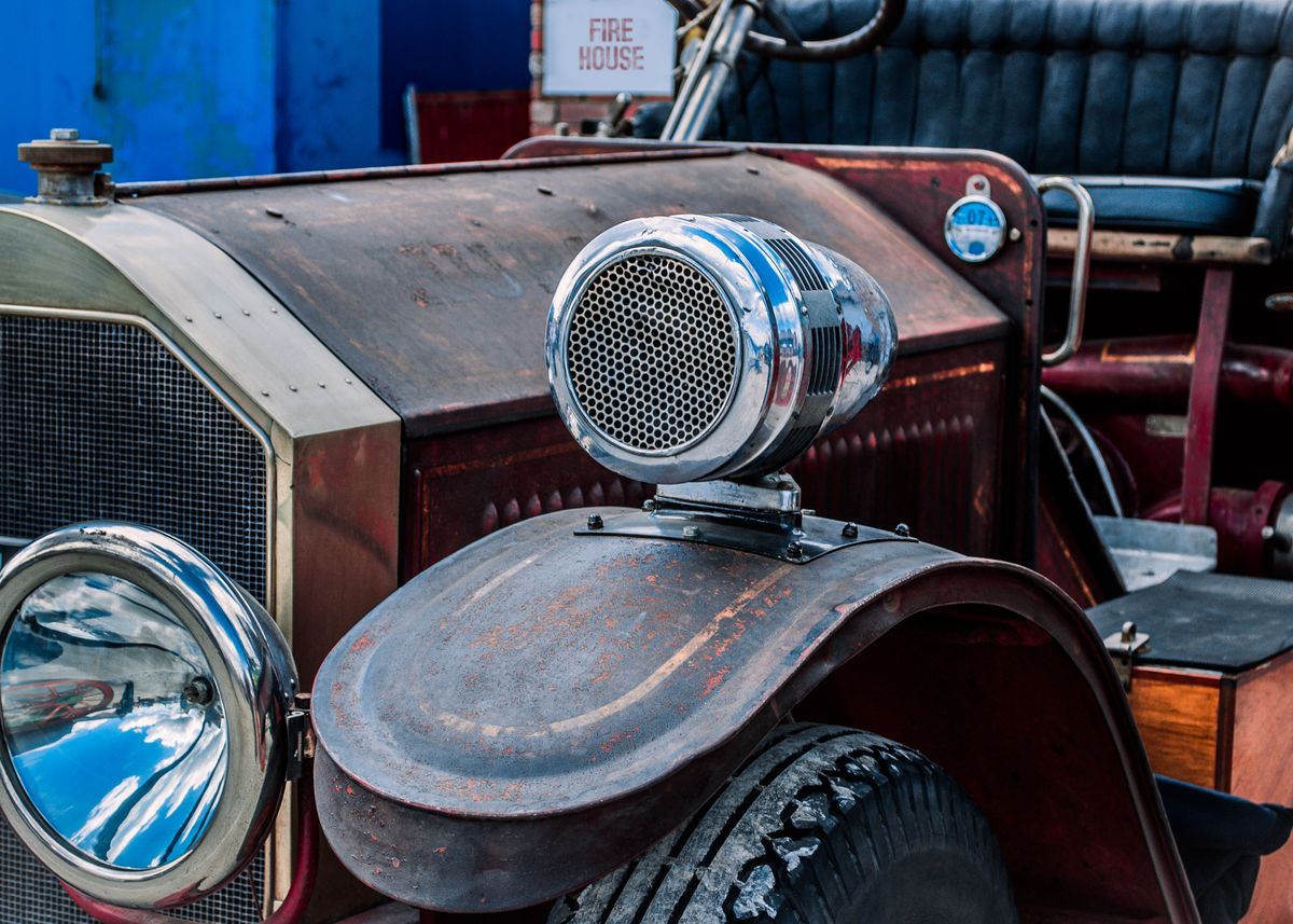 'Vintage Fire Engine' Poster by Marc Newton | Displate