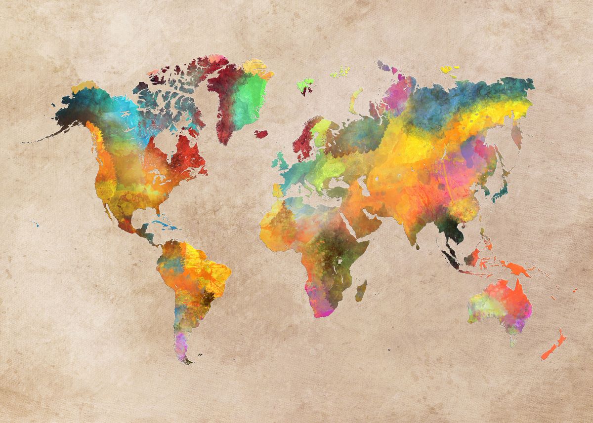 'World Map' Poster, picture, metal print, paint by JBJart Justyna ...