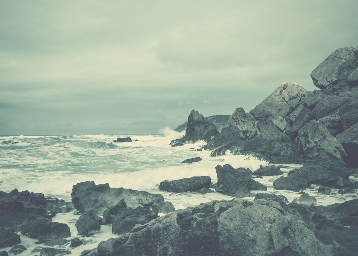 ''Blue Rock Beach' A moody, natural and rocky beach.' Poster, picture ...