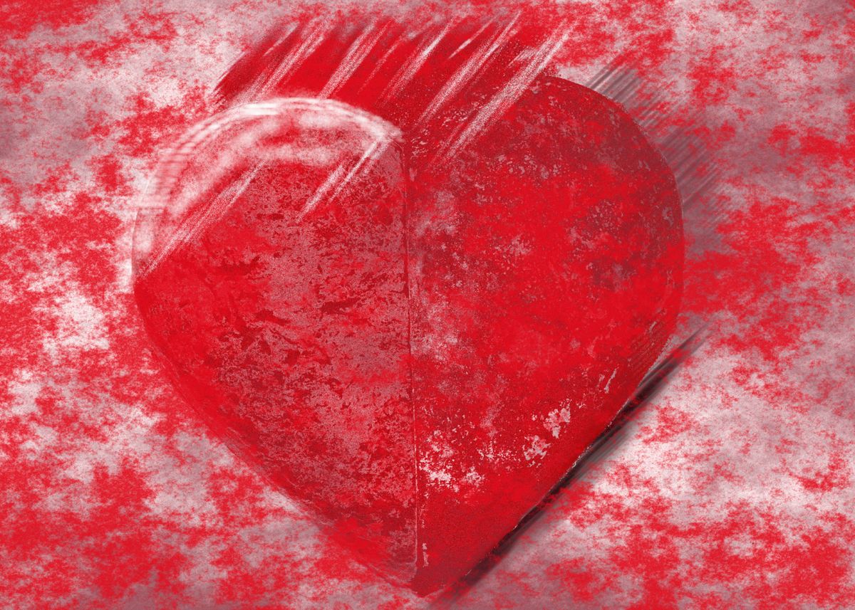 'Red heart' Poster, picture, metal print, paint by Christine Baessler ...