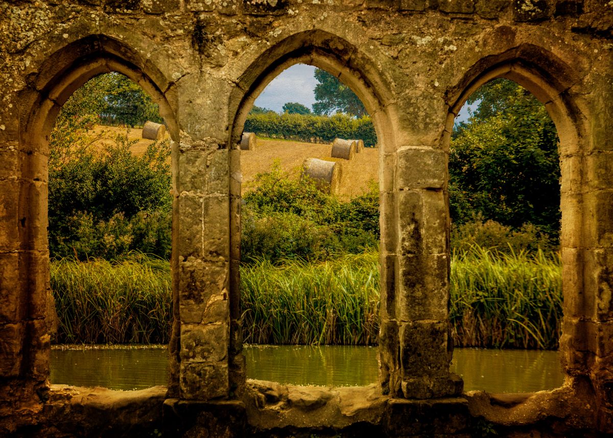 ''A View Over The Moat' through the castle window shows ... ' Poster ...