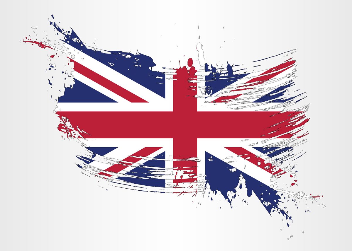 'United Kingdom flag with a splatter brush effect' Poster, picture ...