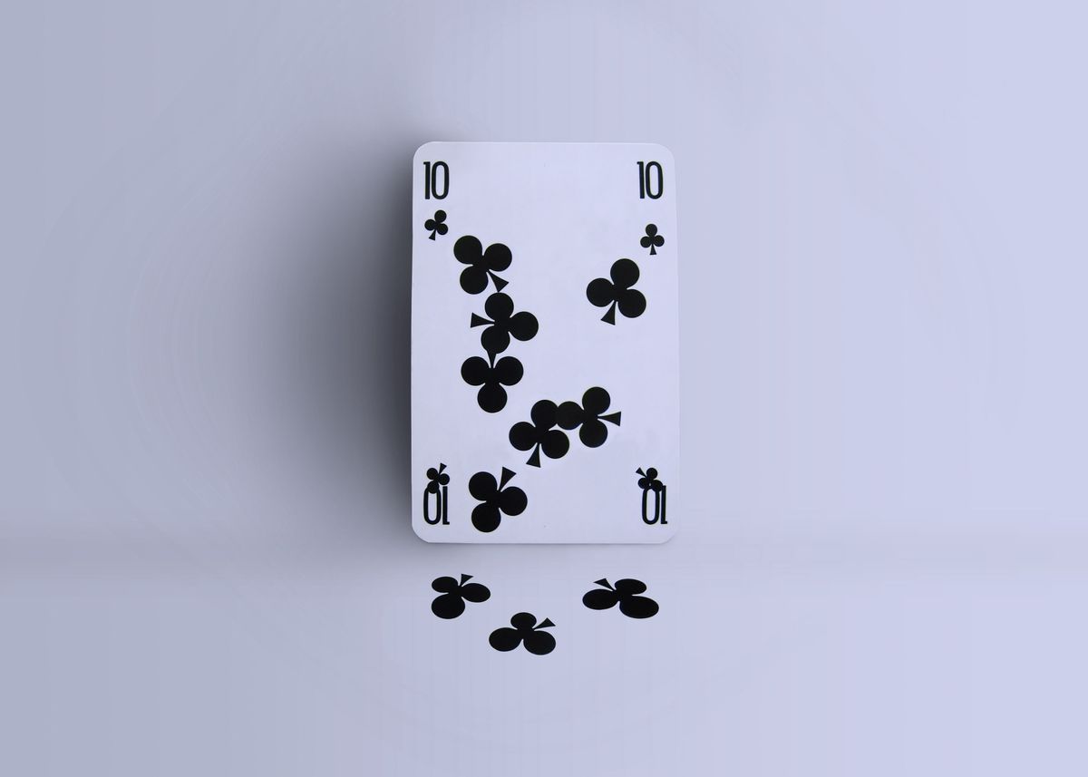 'Falling Clubs Playing Card' Poster, picture, metal print, paint by ...