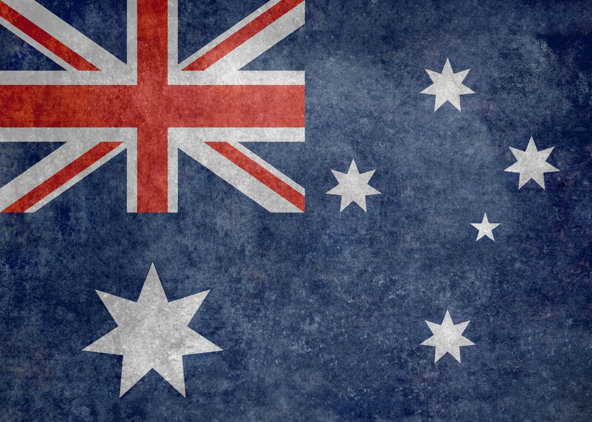 'Australian flag, vintage retro version (augmented to fi ... ' Poster ...