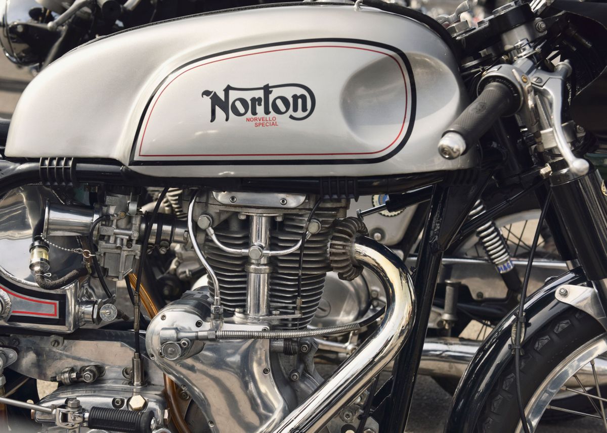 'Close up of a classic Norton motorcycle' Poster, picture, metal print ...