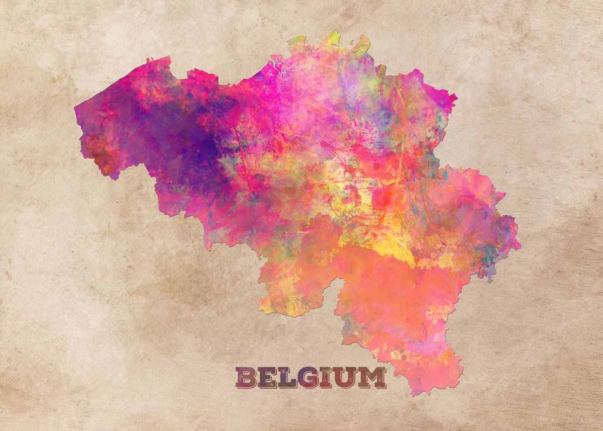 'Belgium map' Poster, picture, metal print, paint by JBJart Justyna ...
