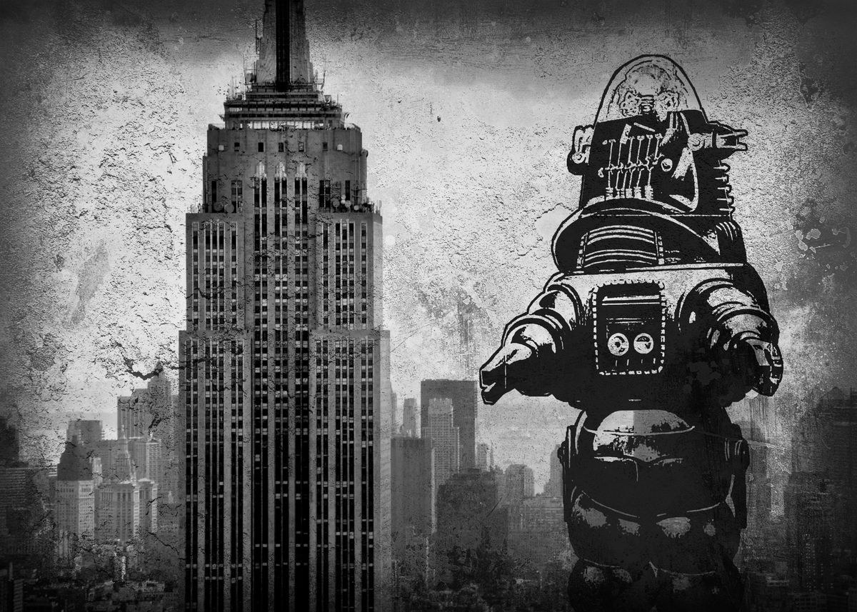'NY Robot Attack' Poster by DD ART | Displate