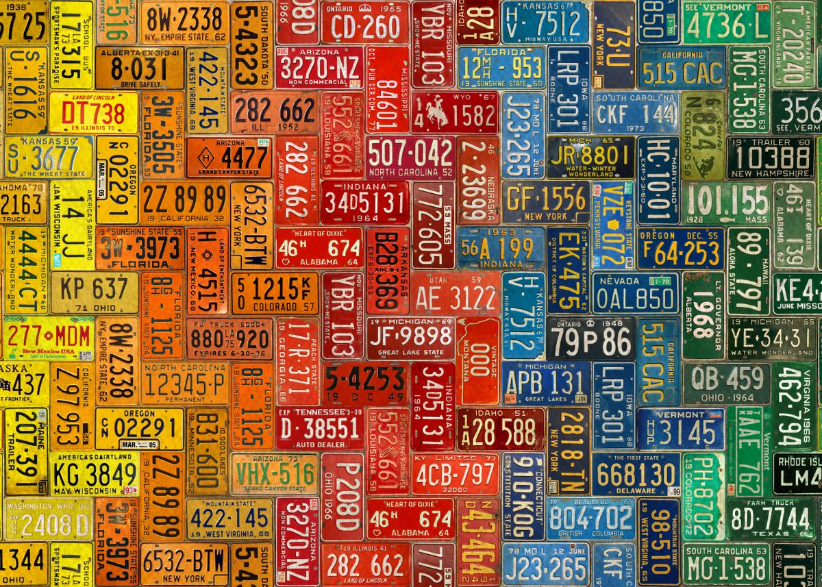 'Plates from All the States - Colorful Pattern Tile Artw ... ' Poster ...