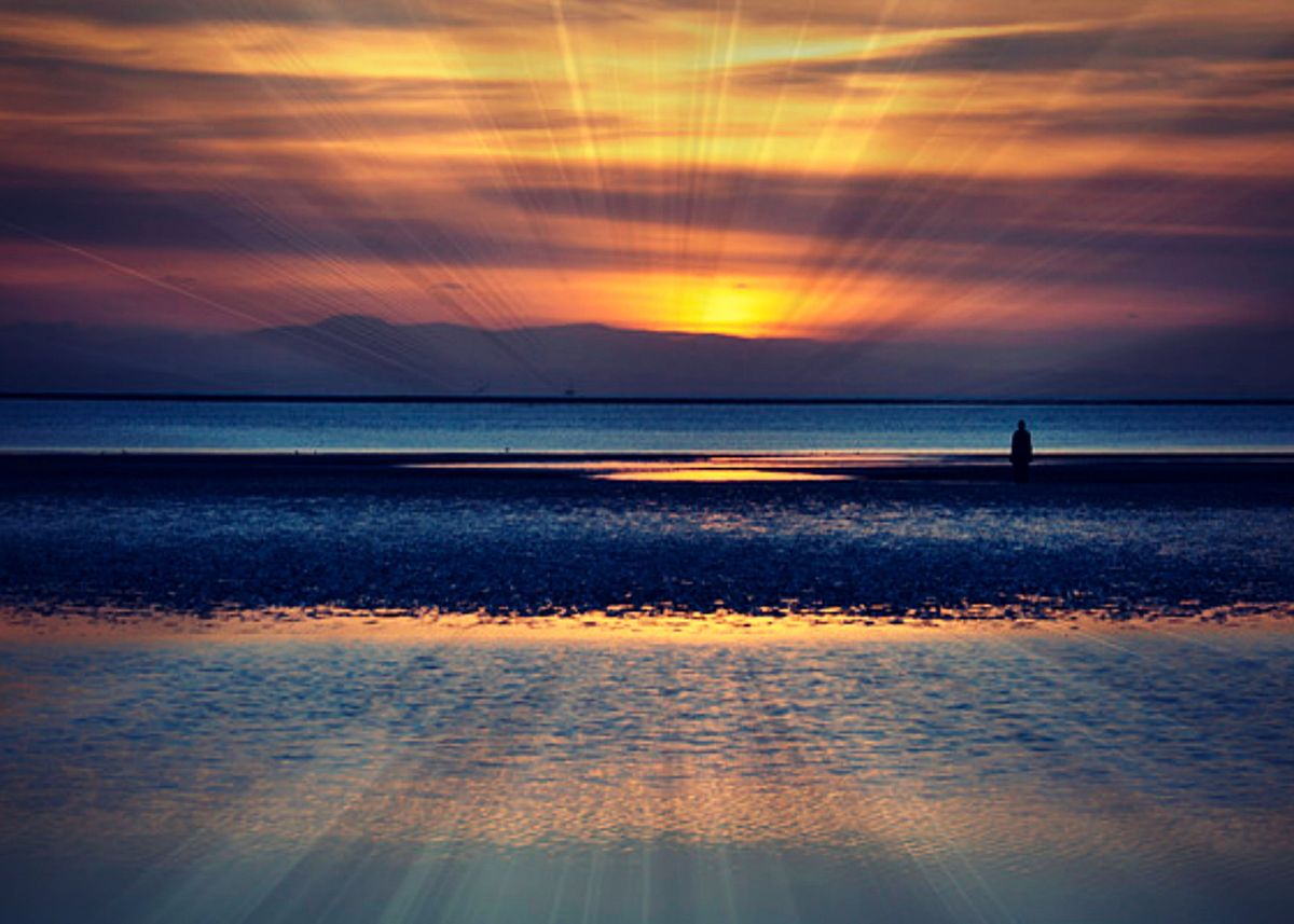 'an image of a beautiful sunset at Anthony gormleys anot ... ' Poster ...