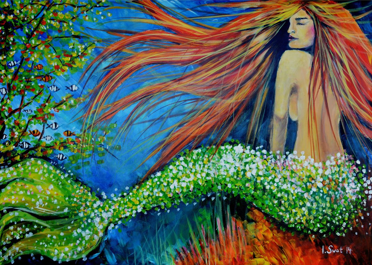 'Water nymph' Poster, picture, metal print, paint by Ilona Swat | Displate