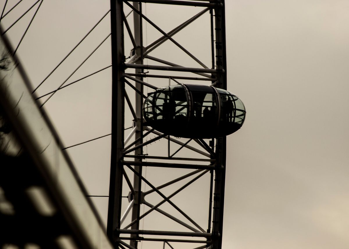 'Black and white image of the London Eye in Silhouette' Poster, picture ...