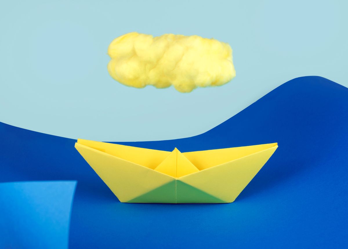 'The yellow cloud over the yellow ship.' Poster, picture, metal print ...