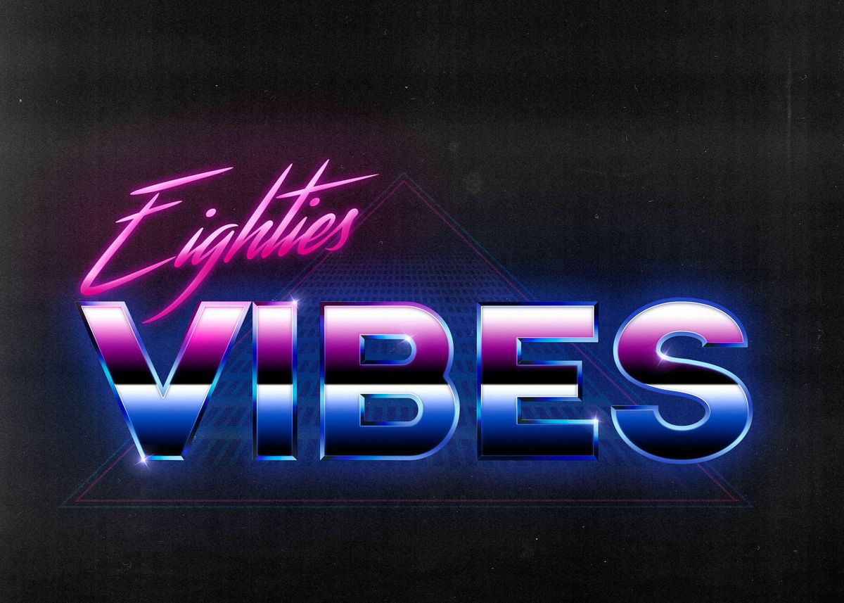 'Eighties Vibes Chrome Neon Retro Poster' Poster, picture, metal print ...