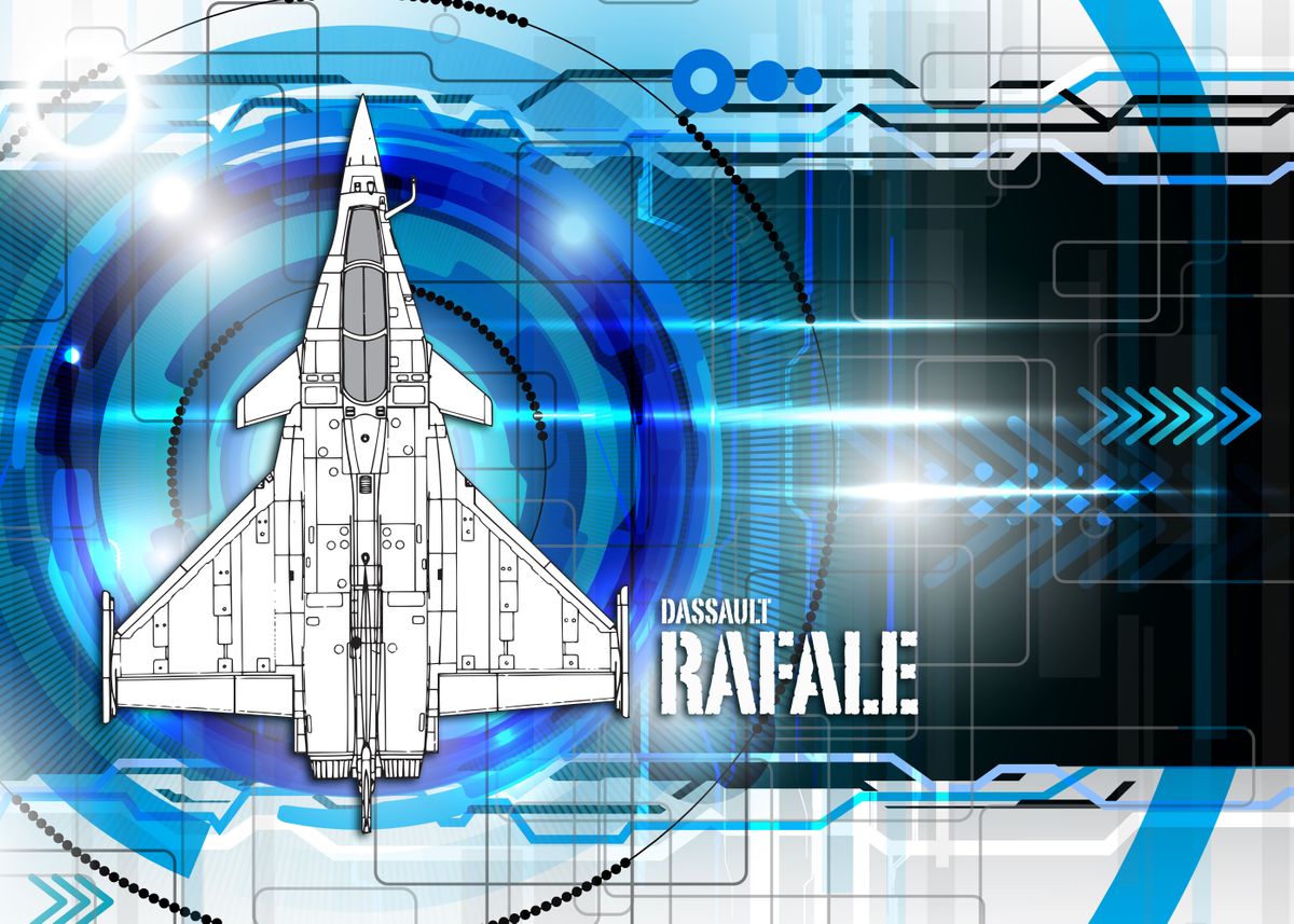 'Dassault Rafale Digital Blueprint art work' Poster, picture, metal ...
