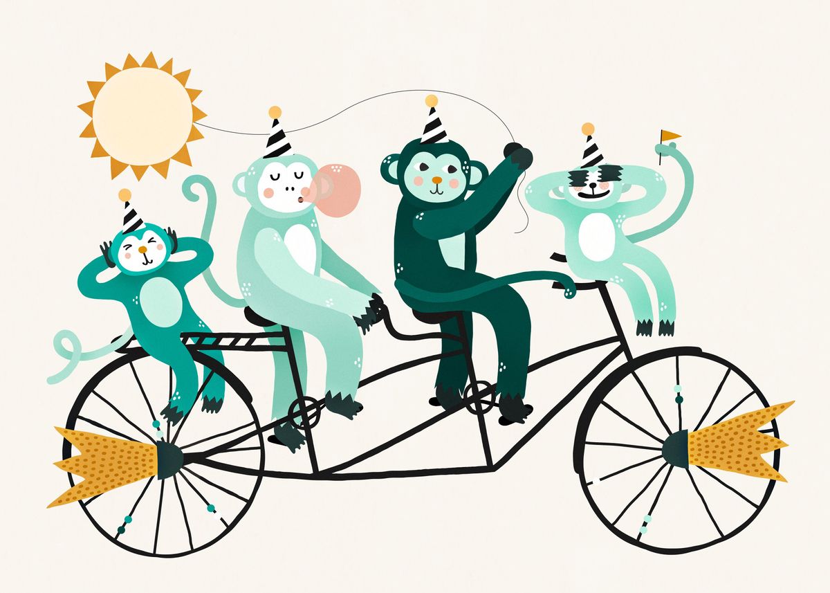 'Monkey business' Poster, picture, metal print, paint by Michelle ...