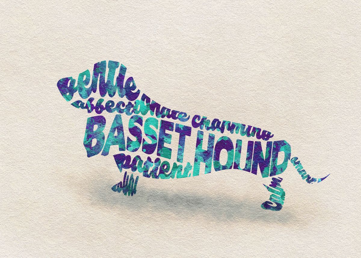 'Basset Hound Dog Typo' Poster by Deniz A. | Displate