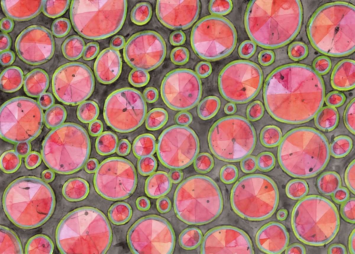 'Big Red Circles Pattern ' Poster, picture, metal print, paint by Heidi ...