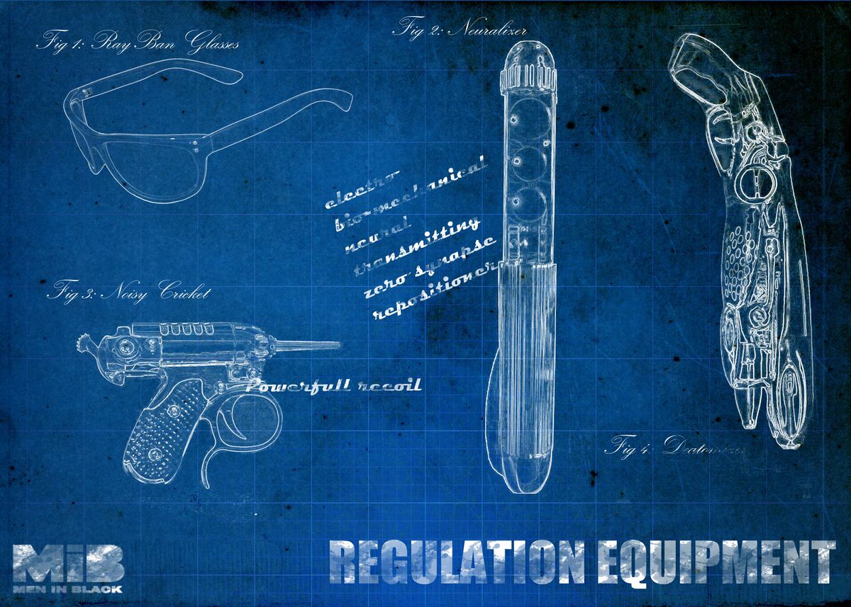 'Blueprint MiB' Poster, picture, metal print, paint by anm diz | Displate