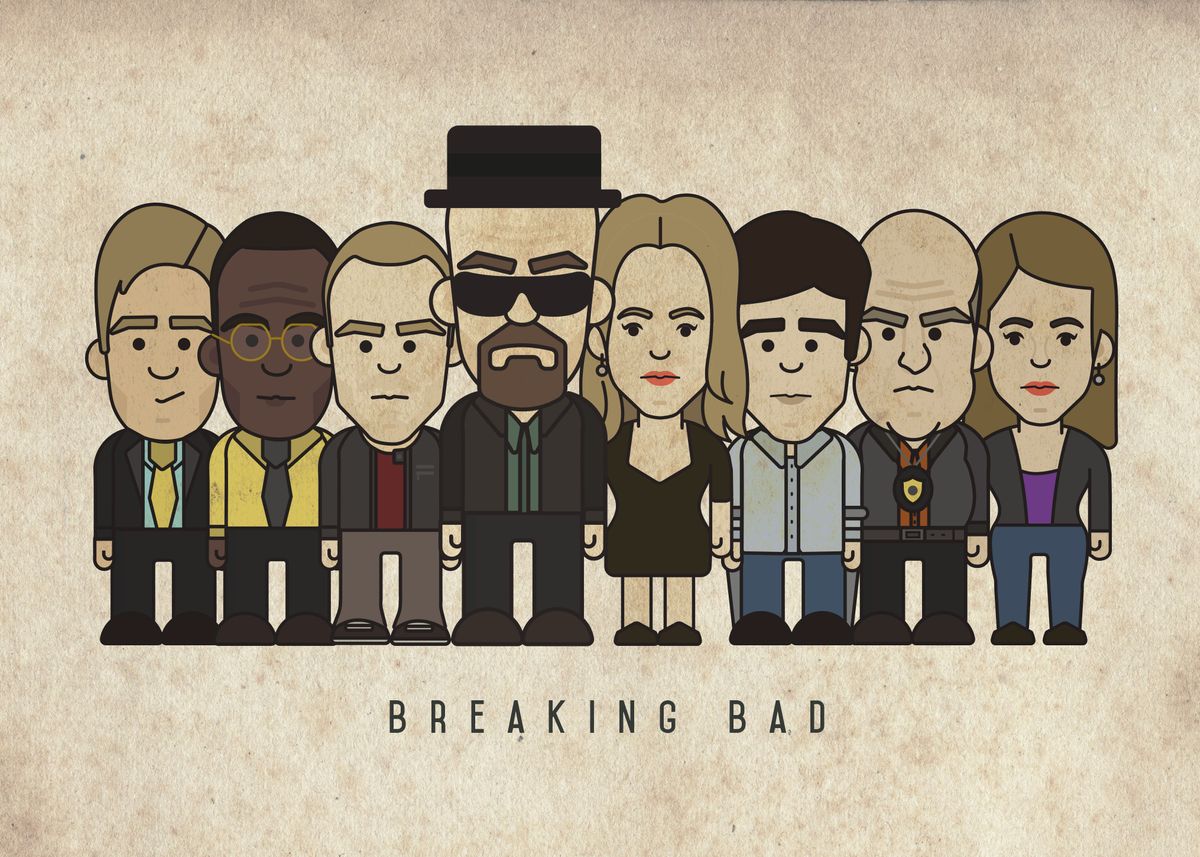 'Breaking Bad Cast' Poster, picture, metal print, paint by Nelva Andrea ...