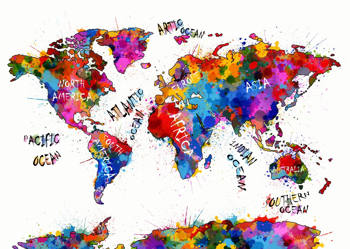 'world map ' Poster, picture, metal print, paint by Bekim Art | Displate
