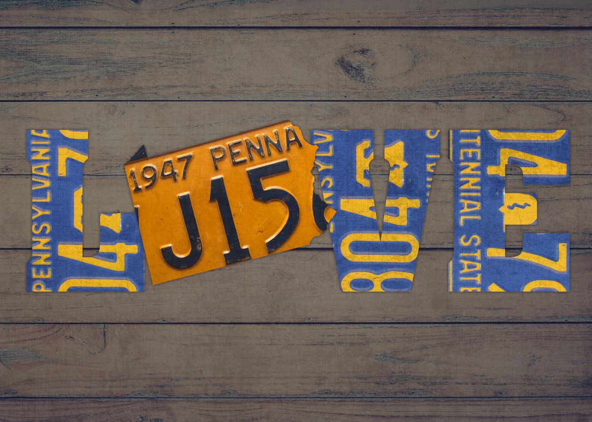 'Pennsylvania State Love License Plate Art Phrase' Poster, picture ...