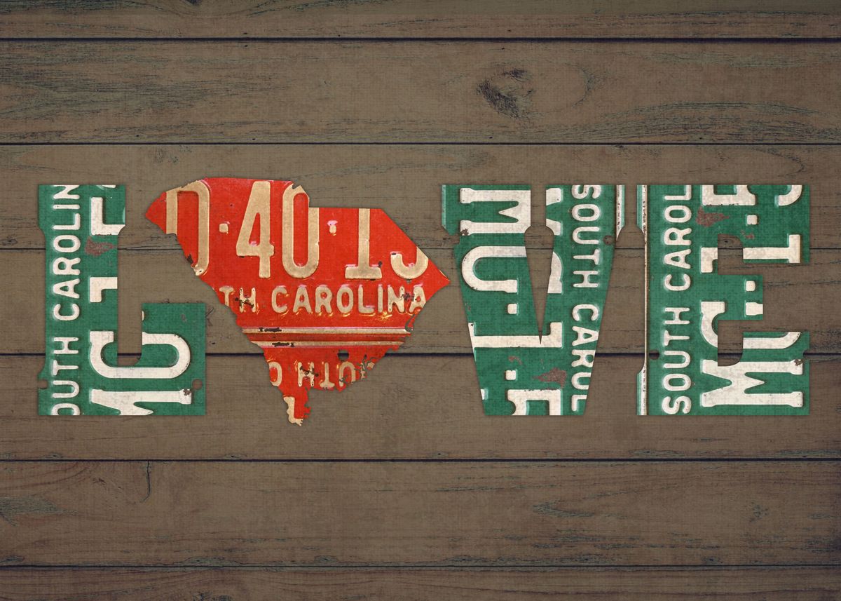 'South Carolina State Love License Plate Art Phrase' Poster, picture ...