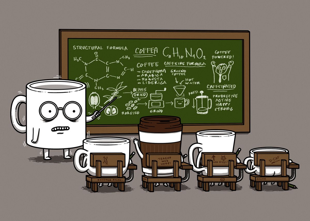 'Coffee Lessons' Poster, picture, metal print, paint by Pigboom Kaboom ...