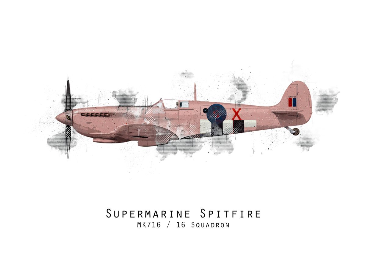 'Supermarine Spitfire Pink' Poster, picture, metal print, paint by ...