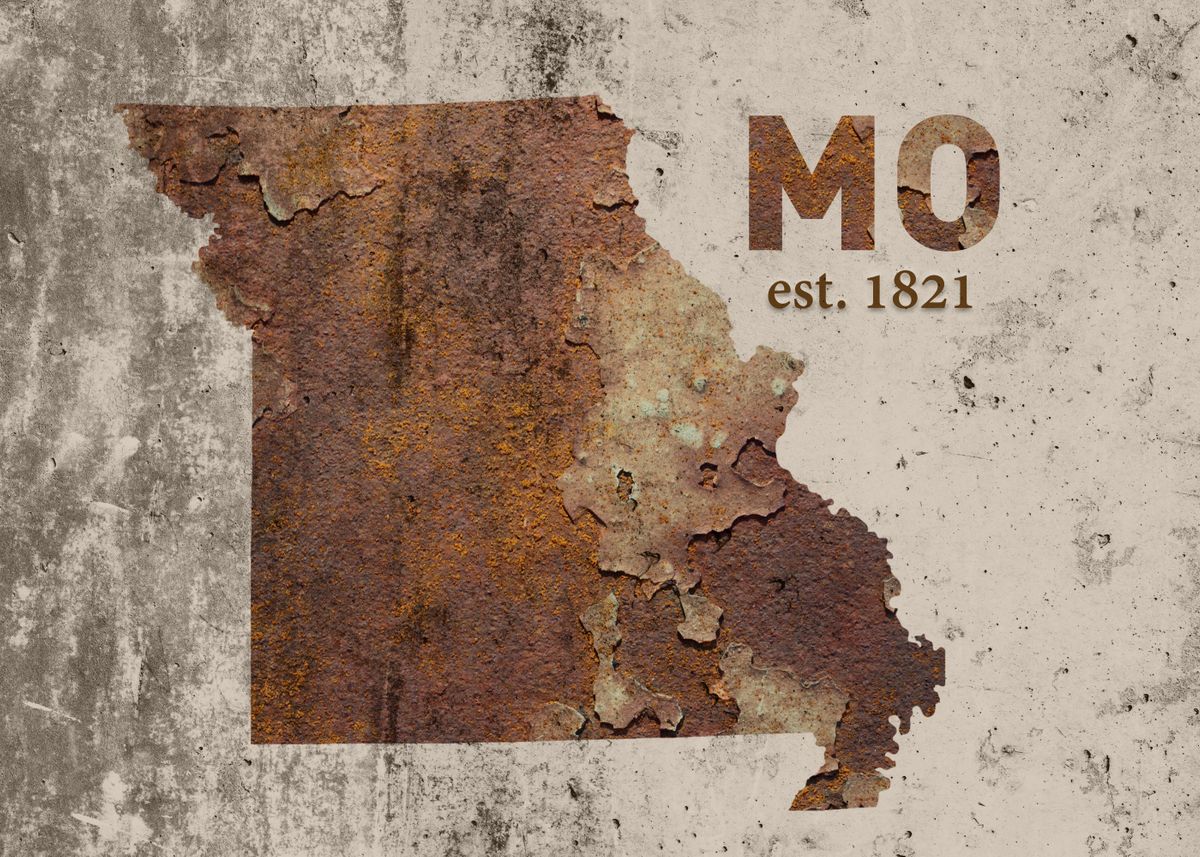 'Missouri State Founded Date Rusty Map Series No 33' Poster, picture ...