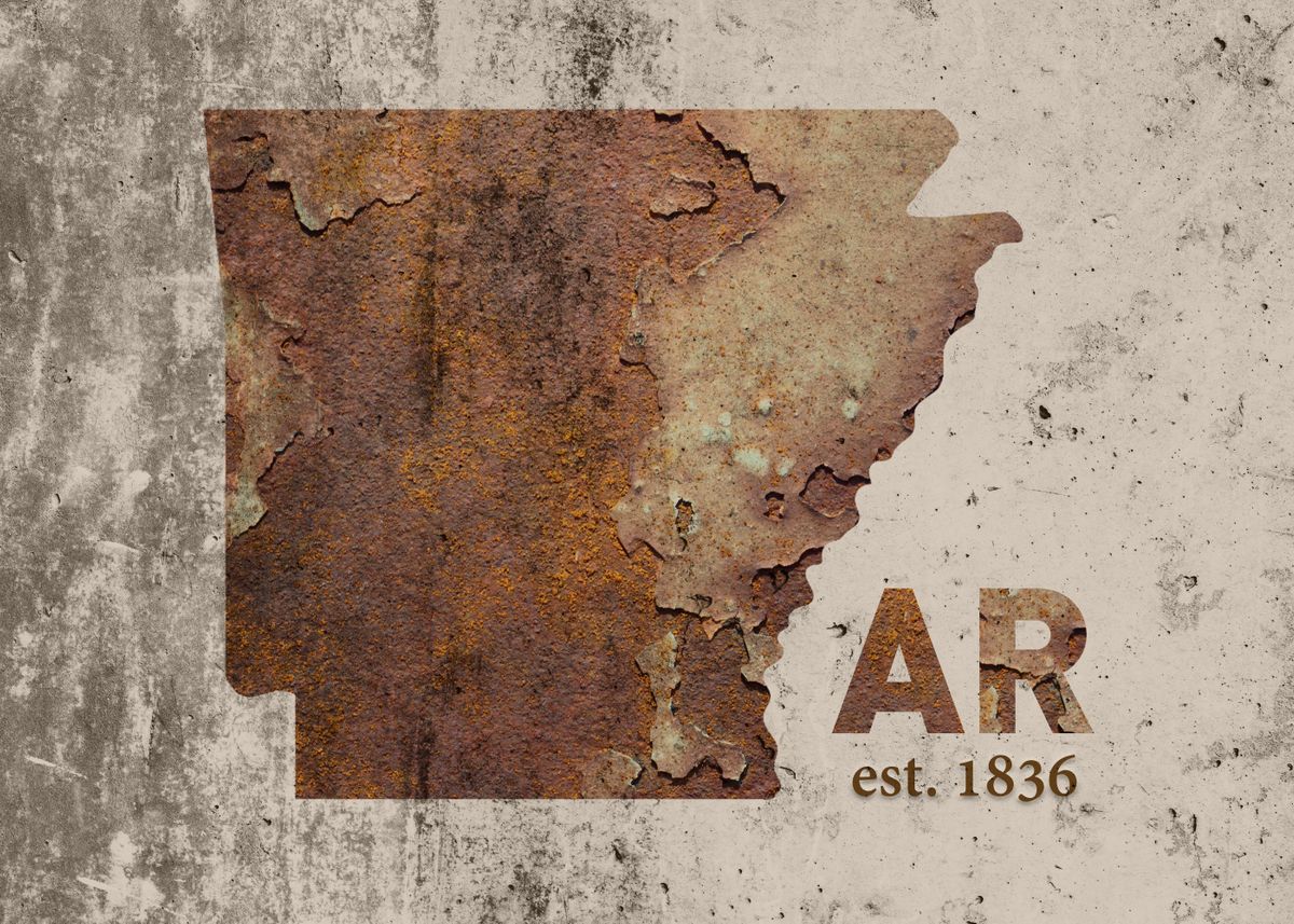 'Arkansas State Founded Date Rusty Map Series No 34' Poster, picture ...