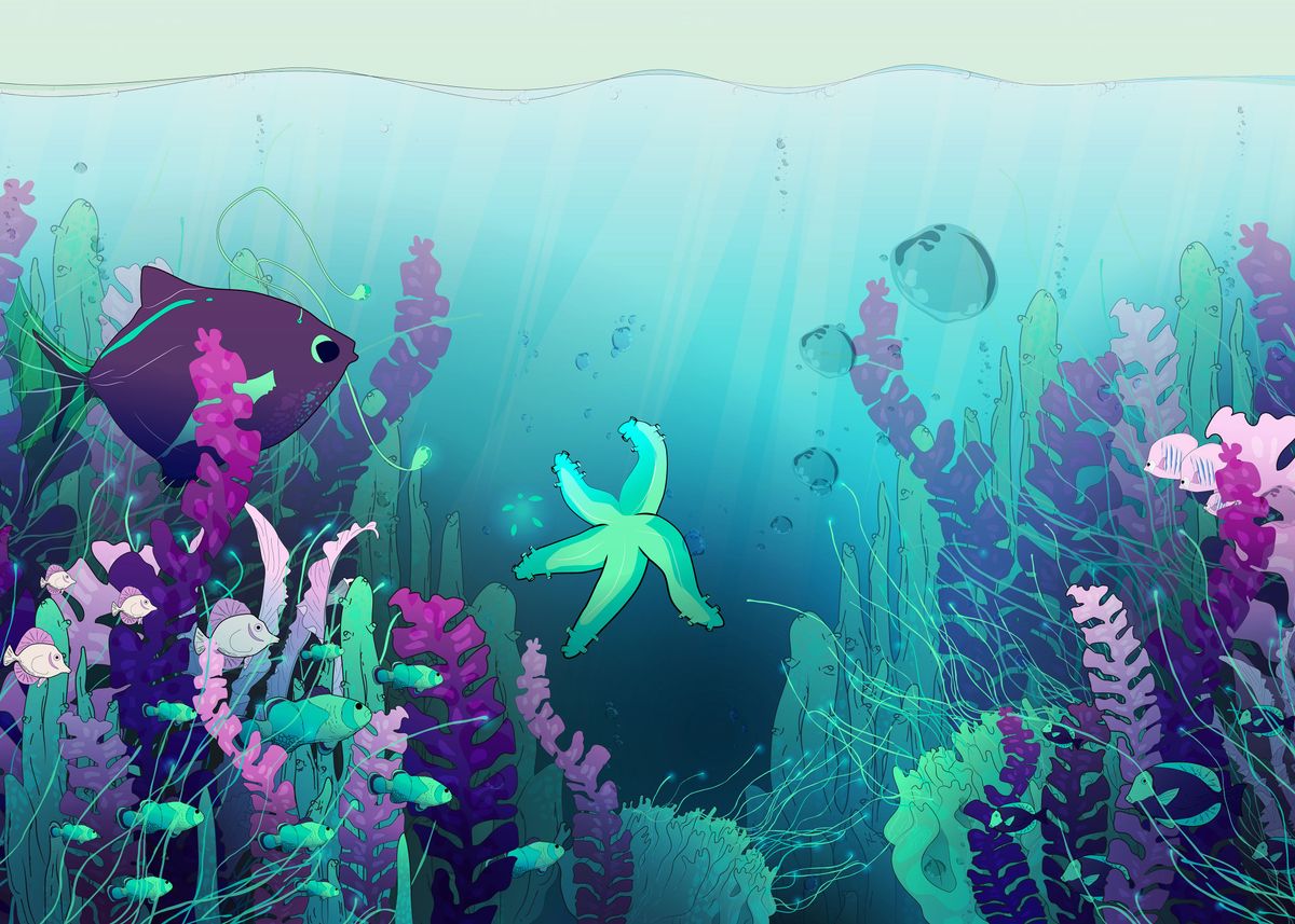 'Deep down in the water' Poster by Noel delMar | Displate