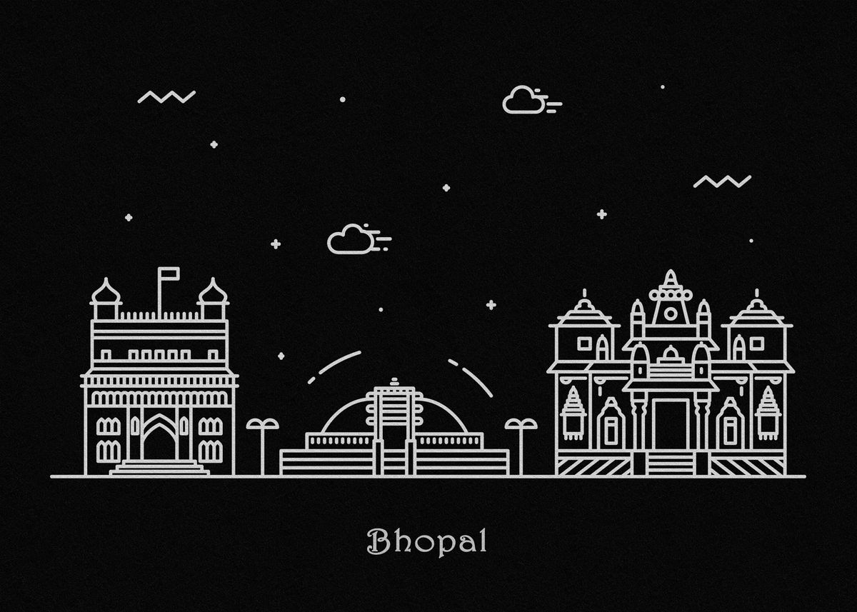 'Bhopal Skyline Minimal' Poster, picture, metal print, paint by Deniz A ...