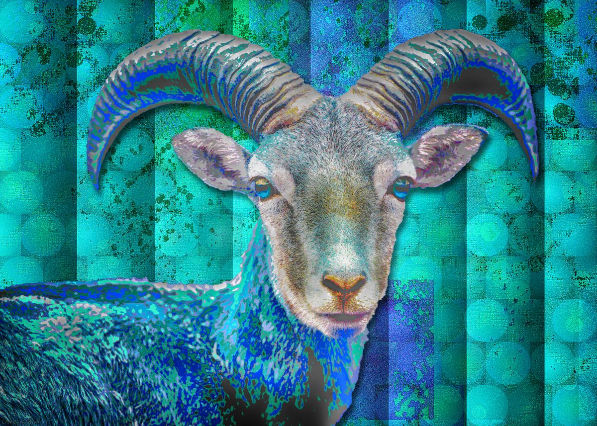 'Billy Goat Blue' Poster by Mimulux Patricia No | Displate