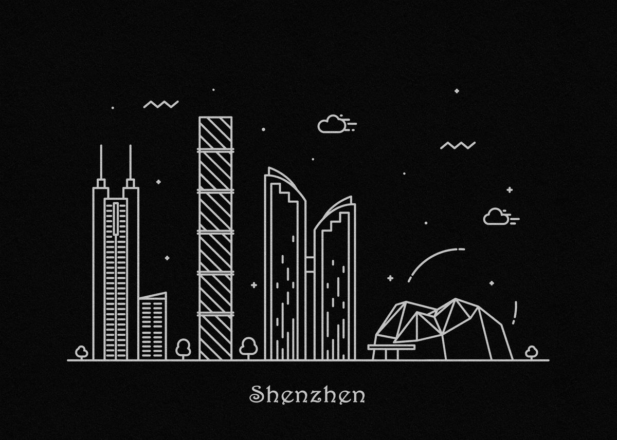 'Shenzhen Skyline, China' Poster, picture, metal print, paint by Deniz ...
