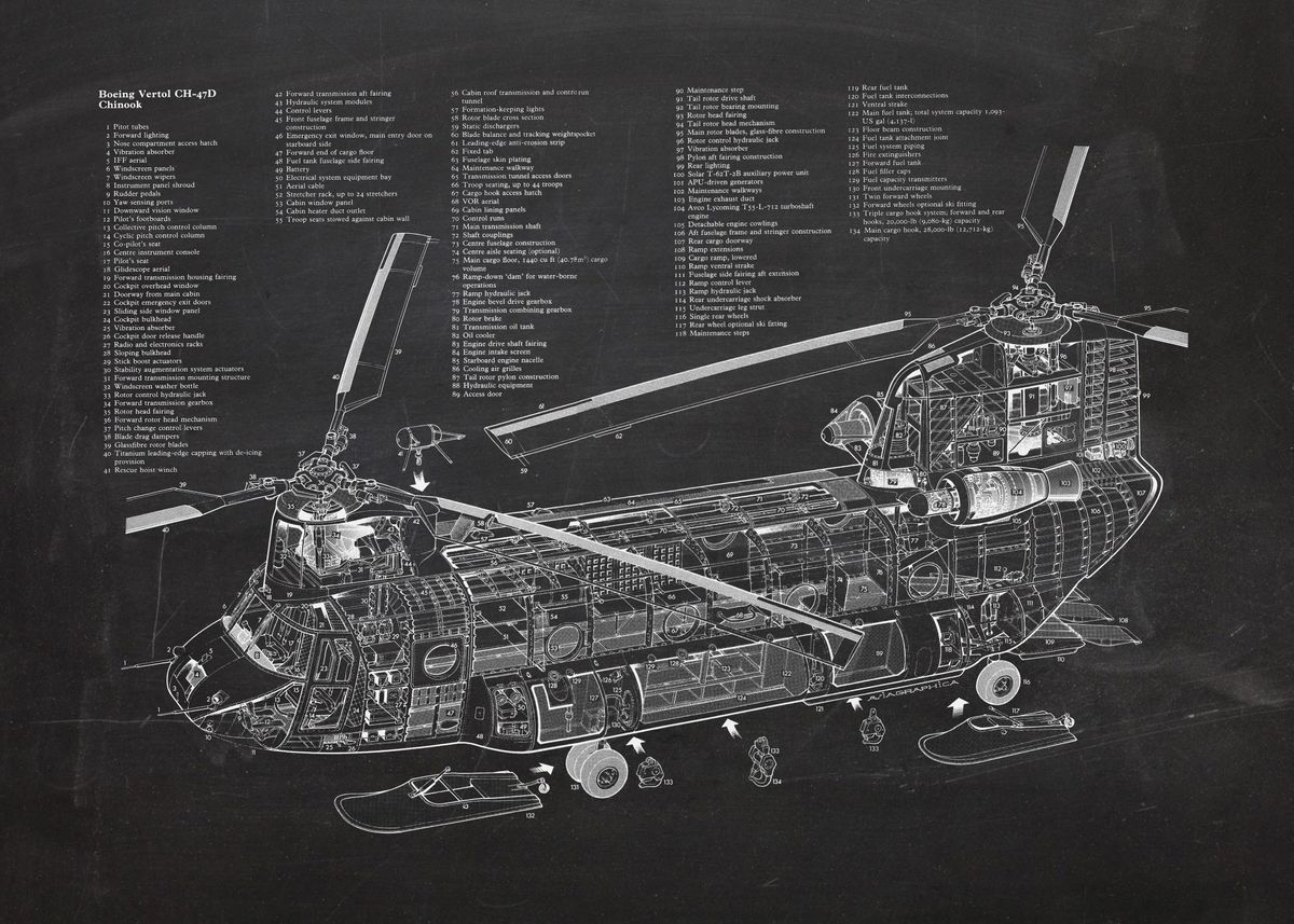 'Boeing Vertol CH-47D Chinook' Poster, picture, metal print, paint by ...