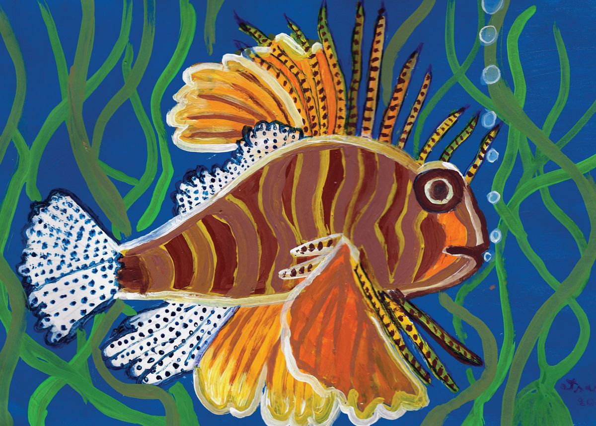 'Lionfish' Poster, picture, metal print, paint by Isar Valdetaro | Displate