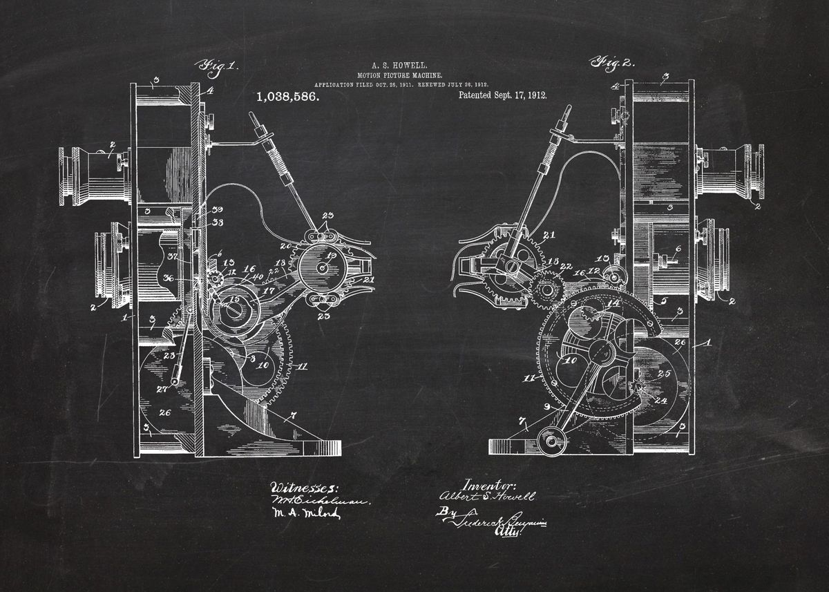 '1912 Motion Picture Machine (Camera) - Patent' Poster, picture, metal ...