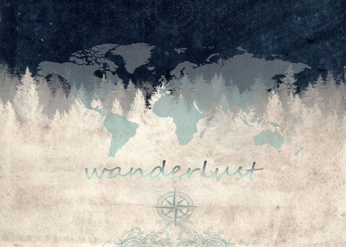 'world map wanderlust 1' Poster, picture, metal print, paint by Bekim Art | Displate