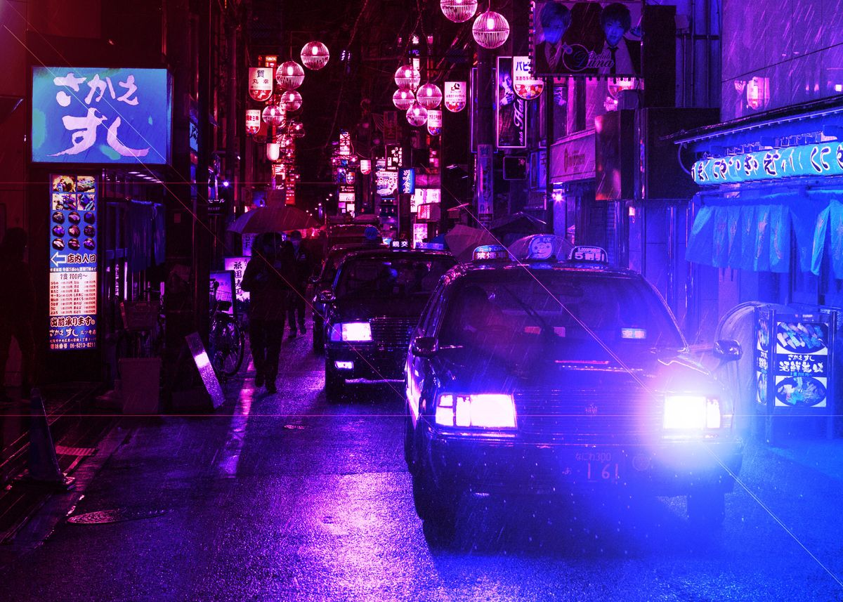 'Cyber Street' Poster, picture, metal print, paint by Sato o | Displate