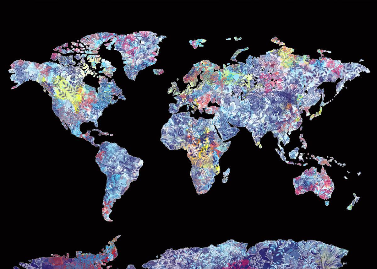 'world map' Poster, picture, metal print, paint by Bekim Art | Displate