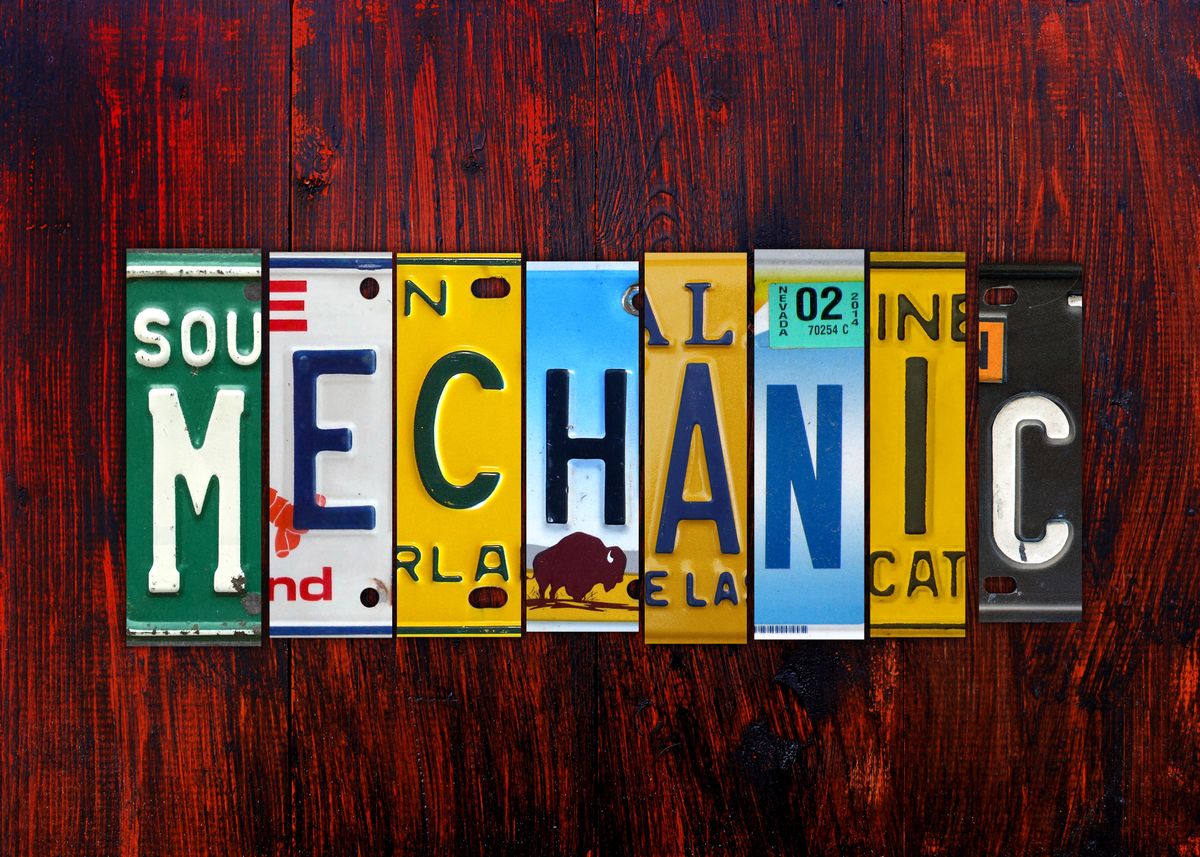 'Mechanic Lettering Sign' Poster by Design Turnpike | Displate